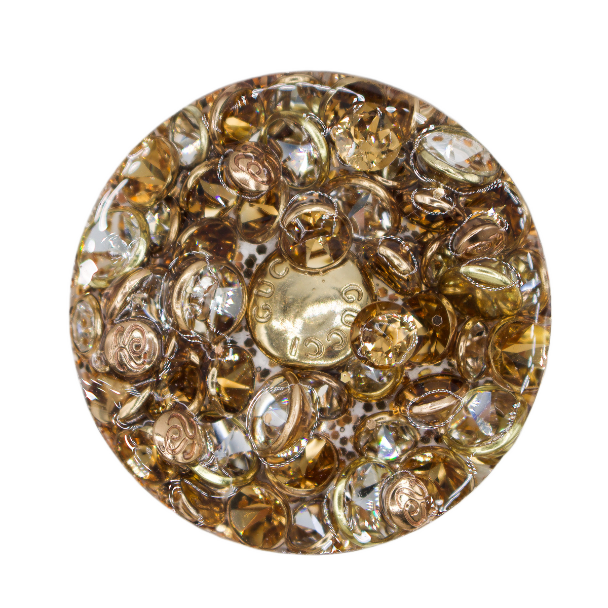 Spark*l XL Pop-Socket - Clear, Light Colorado Topaz Crystals with Gucc