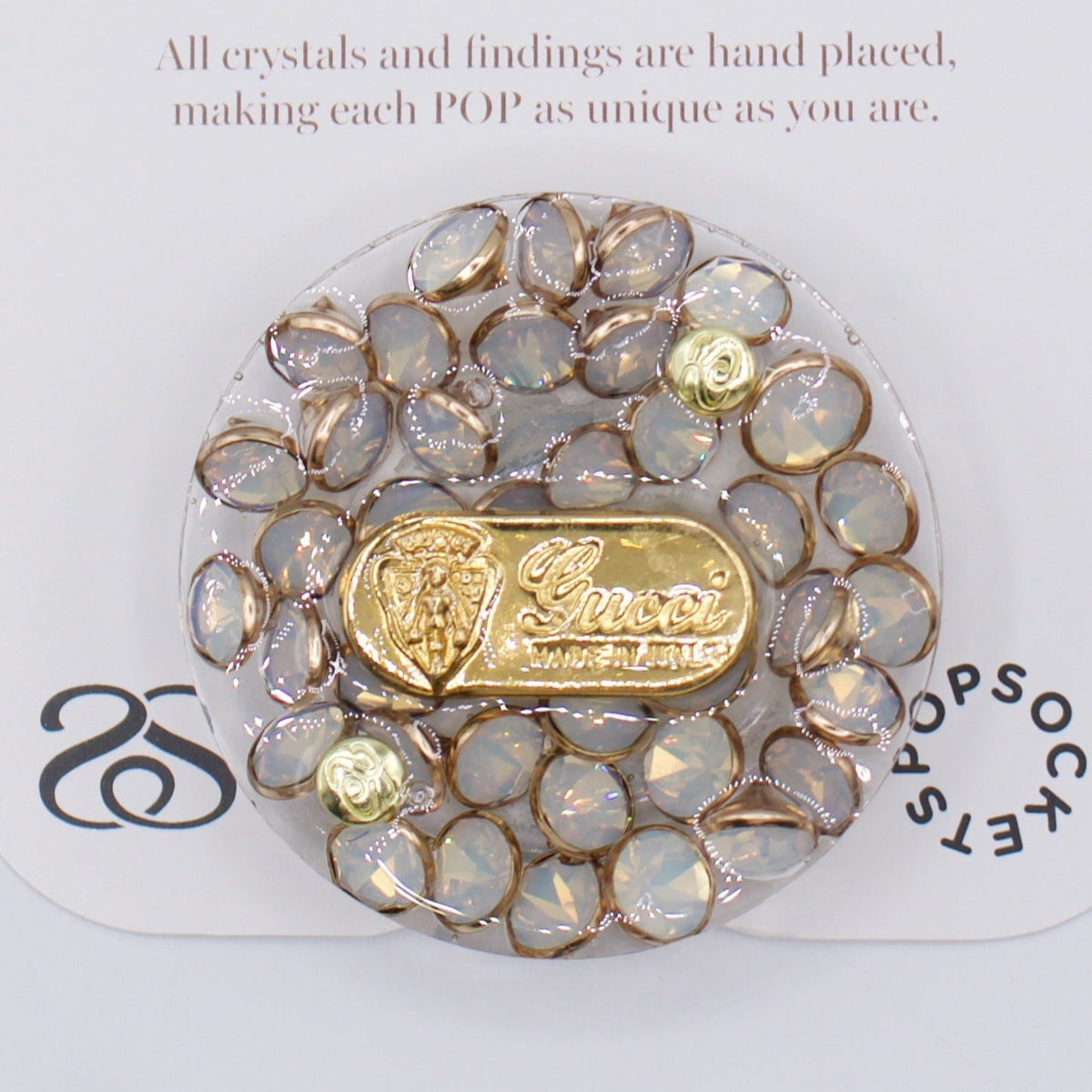 LOT #263 - Spark*l XL Pop-Socket - Upcycled Gucci Plate & White Opal