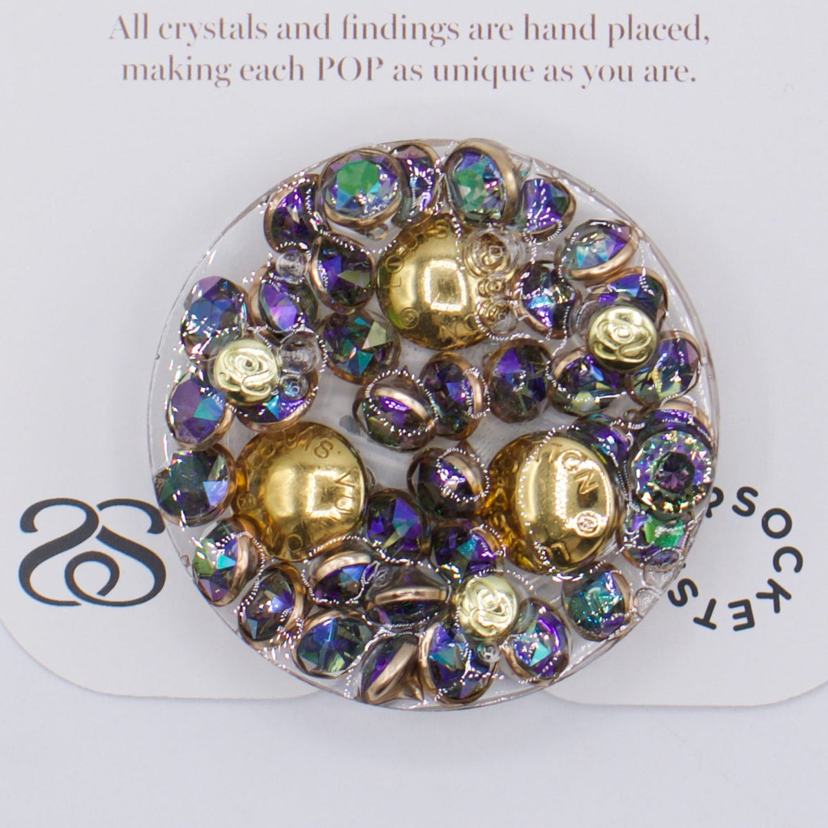 LOT #261 - Spark*l XL Pop-Socket - Upcycled LV Buttons & Aurora Boreal