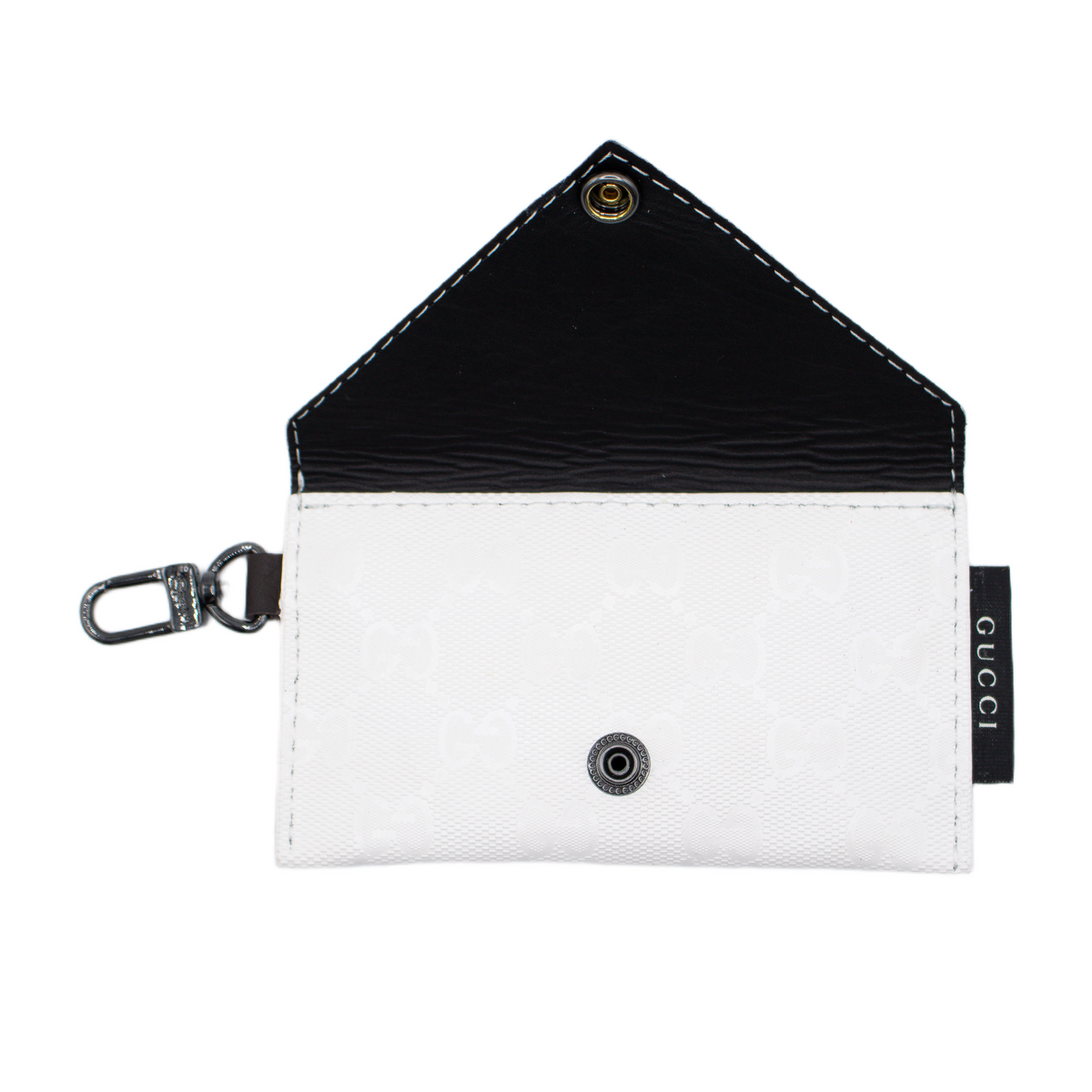 UNICORN Upcycled White GG Imprime Envelope Wallet with GG Tab & Oval P ...