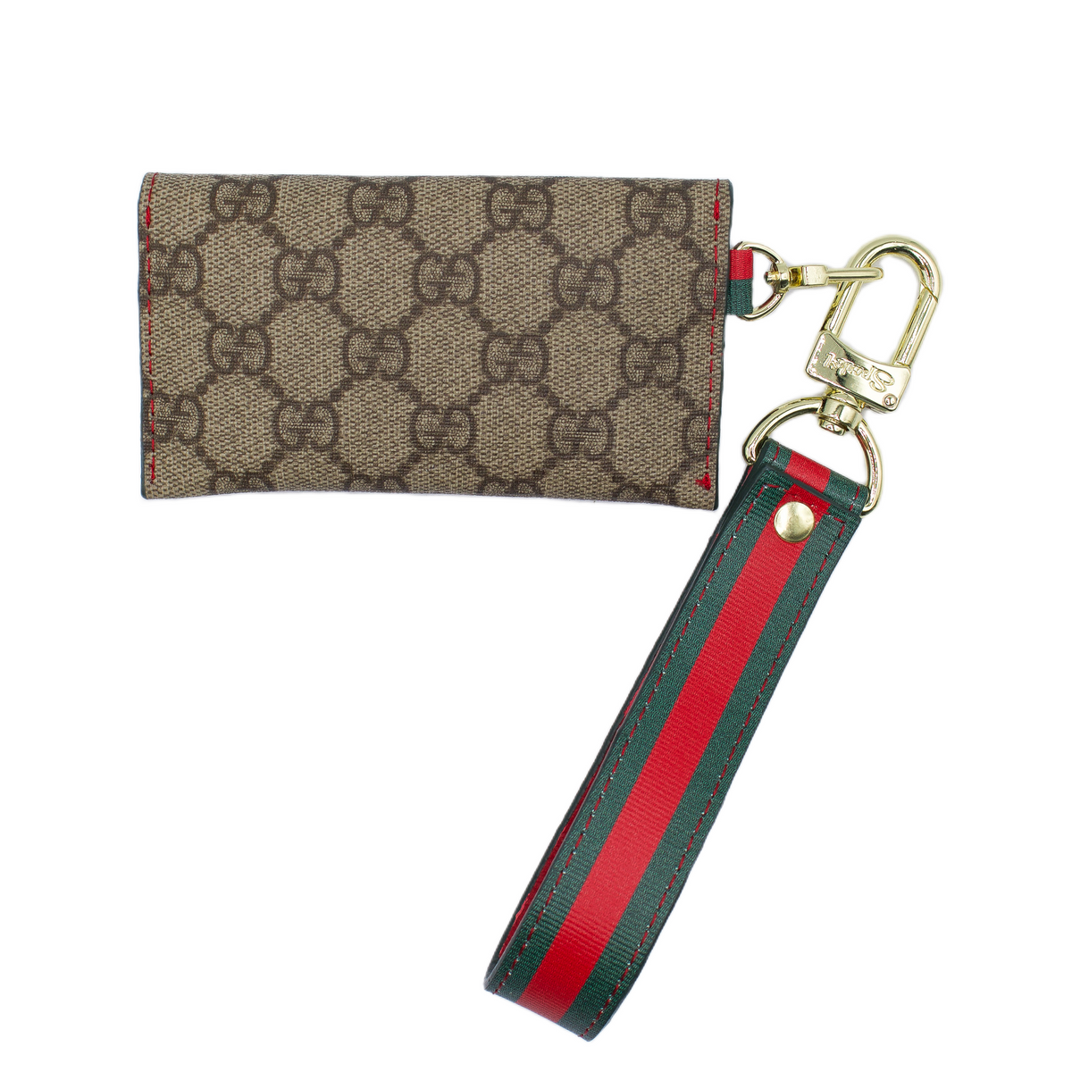 LOT #203 - Upcycled Brown Webbed GG Envelope Wallet & Rigatela Wristle ...