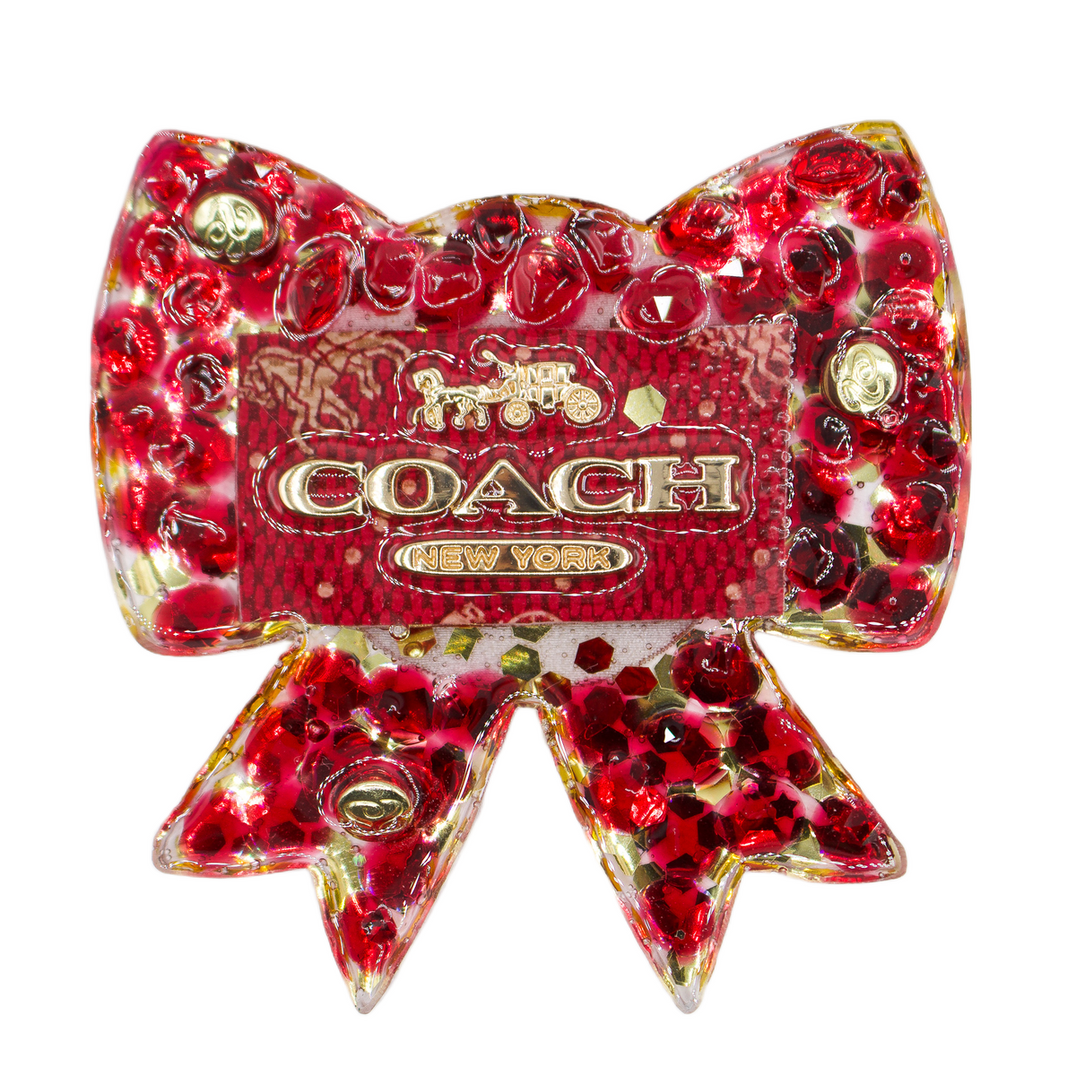 Spark*l XL Bow Pop-Socket - Ruby Crystals with Coach Hardware