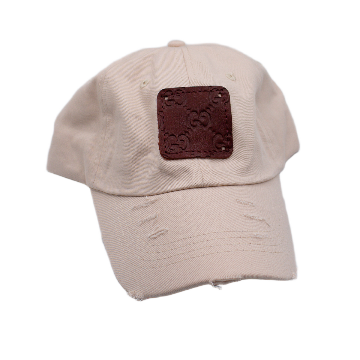 Cream Baseball Cap with XL Upcycled Burgundy Guccissima (Sewn + Choose ...