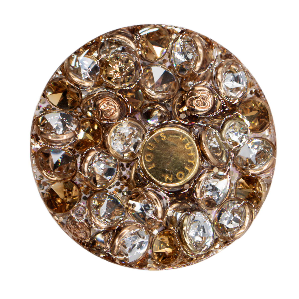 Spark*l XL Pop-Socket - Light Colorado Topaz, Clear Crystals with LV B