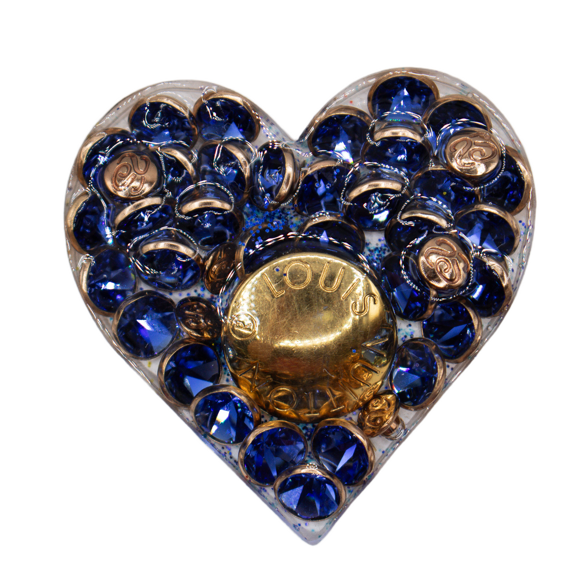 LOT #244 - Spark*l XL Heart Pop-Socket - Sapphire with Large Gold LV B