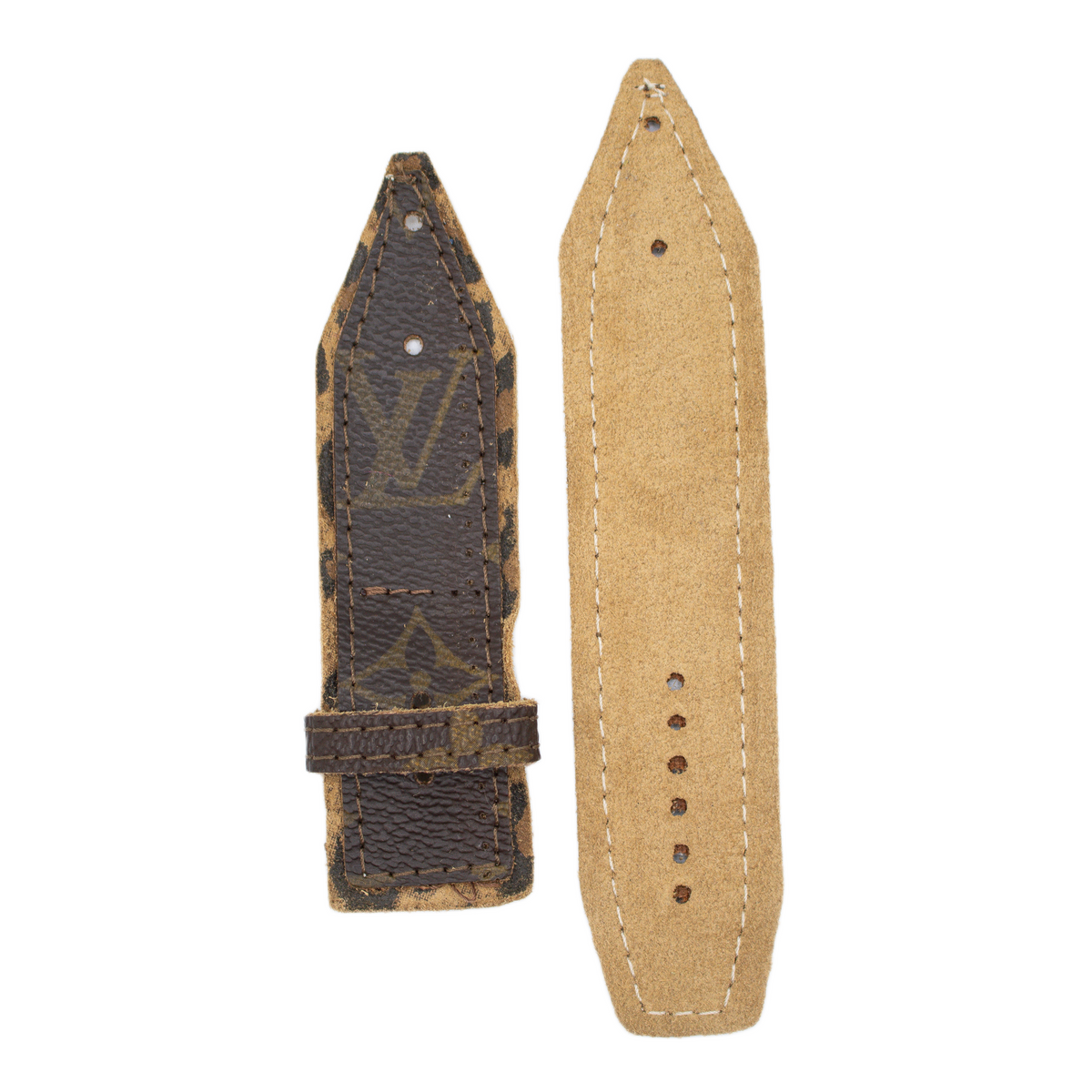 BLESSING BAND Upcycled Layered LV Monogram with Logo on Leopard Sivell ...